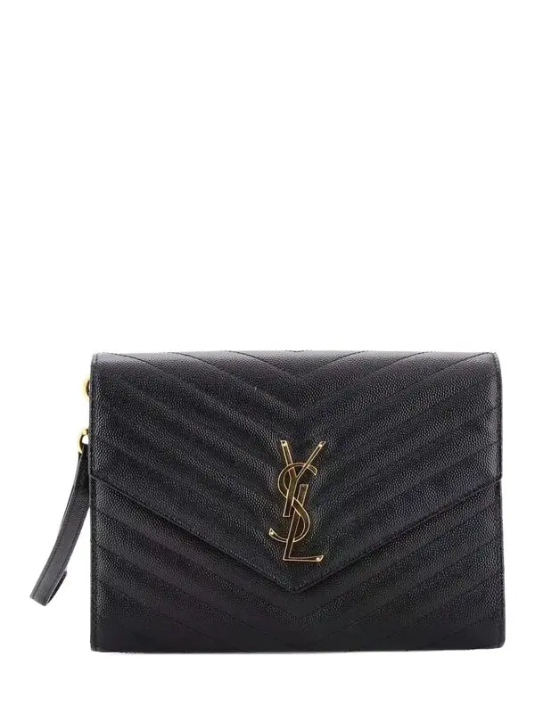 Saint Laurent Classic Monogram Envelope Wristlet - Black
