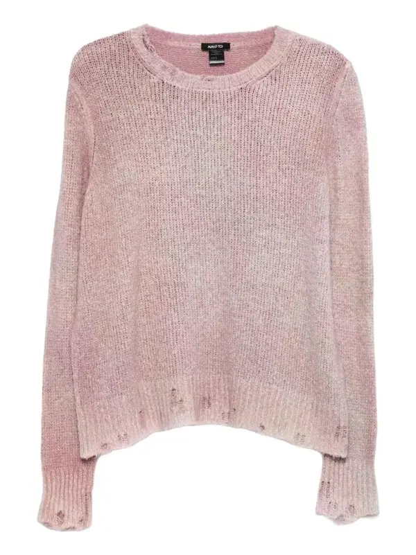 Avant Toi Distressed Knit Sweater - Pink