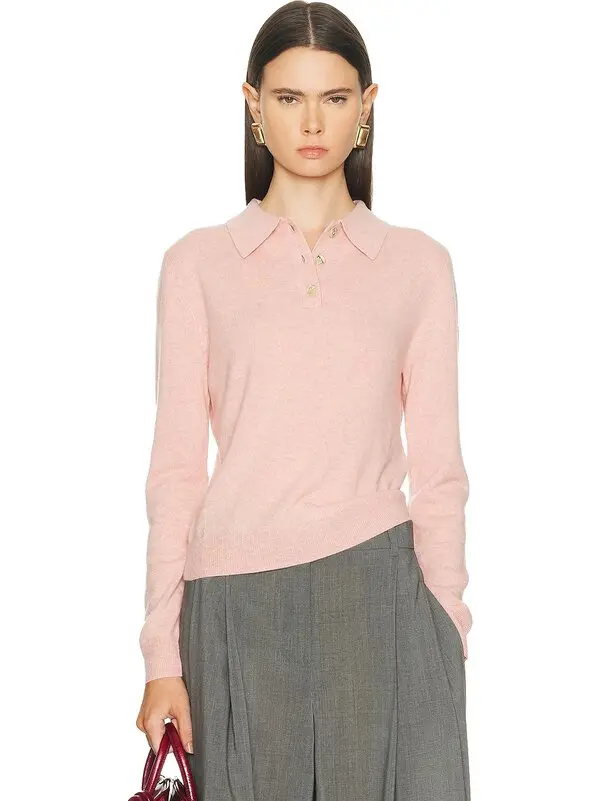 Renggli Cashmere Long Sleeve Polo - Rose Quartz