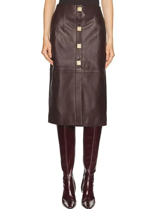 Tove Pilar Leather Skirt - Burgundy
