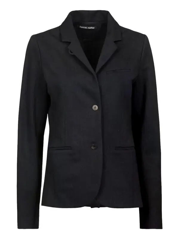 HANNES ROETHER Stand-up Collared Pinstripe Jacket - Black