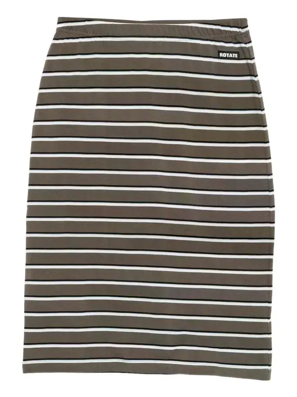 Remain Birger Christensen Striped Logo-patch Midi Fitted Skirt - Green
