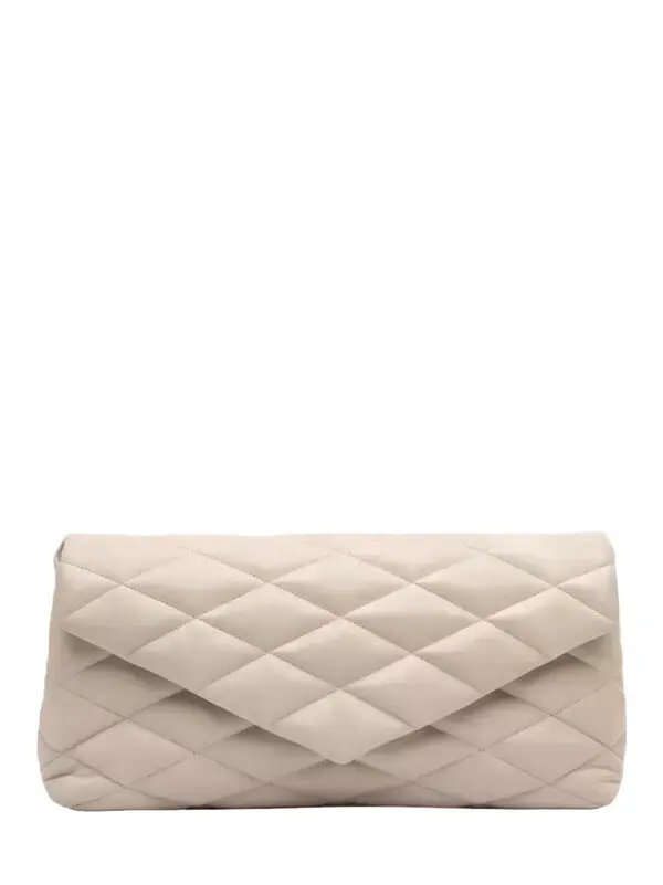 Saint Laurent Large Quilted Lambskin Sade Clutch Bag - Brown
