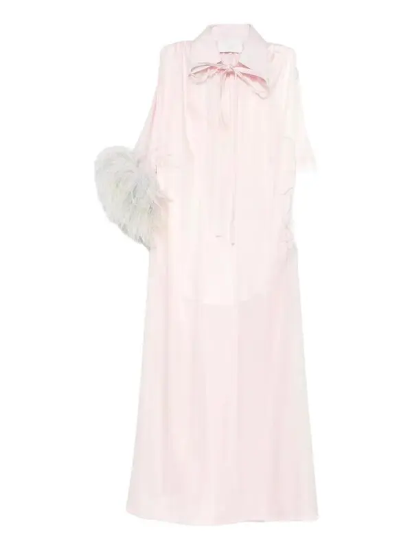 REEM AL DHAHERI Feather-trim Kaftan - Pink
