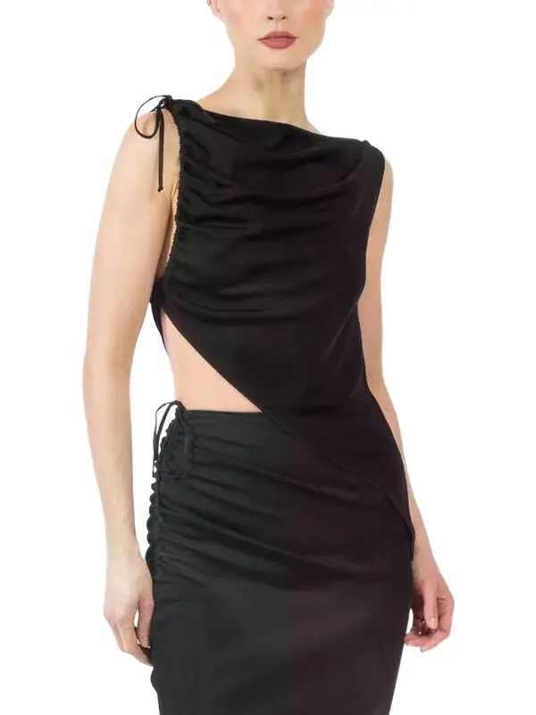 LA GALPA Hathor Cut-out Draped Top - Black