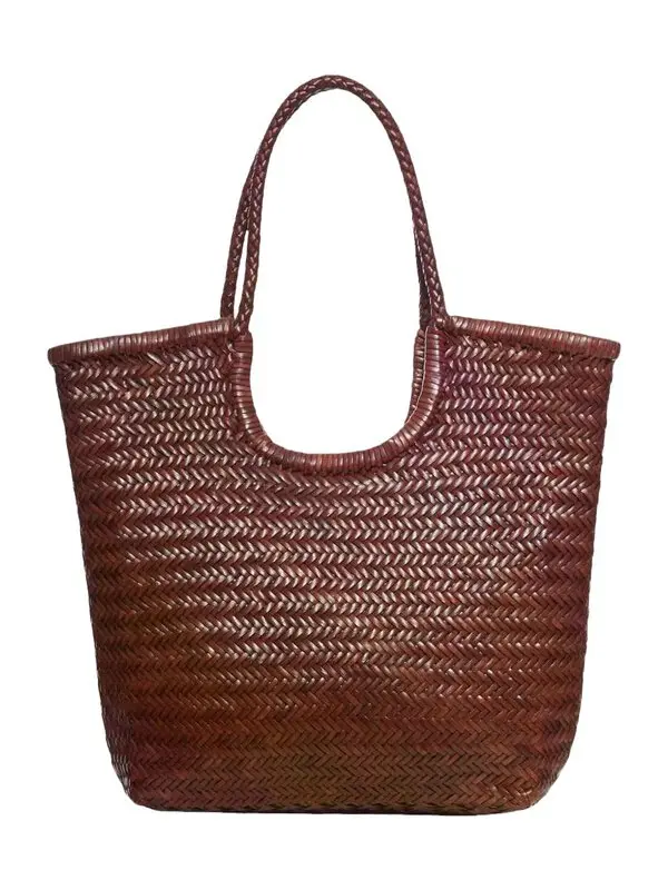 Dragon Diffusion Diagonal Triple Jump Leather Tote Bag - Brown