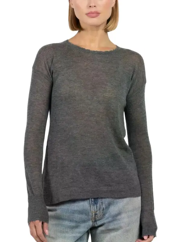 Autumn Cashmere Raw-edge Crew-neck Sweater - Grey