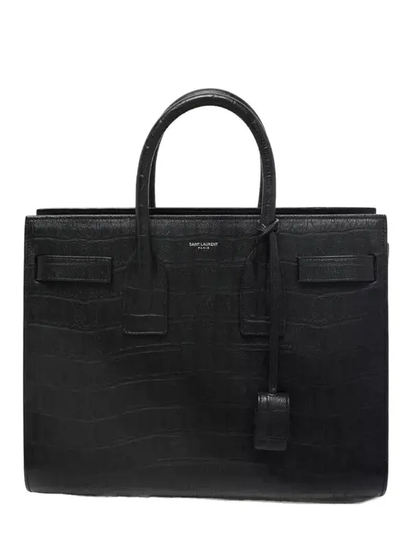 Saint Laurent Sac De Jour Croc-embossed Leather Tote Bag - Black