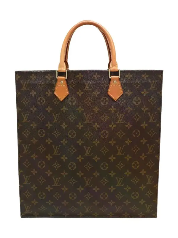 LOUIS VUITTON 2001 Sac Plat Monogram Tote Bag - Brown