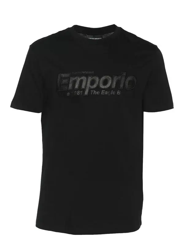 Emporio Armani Logo-embroidered T-shirt - Black