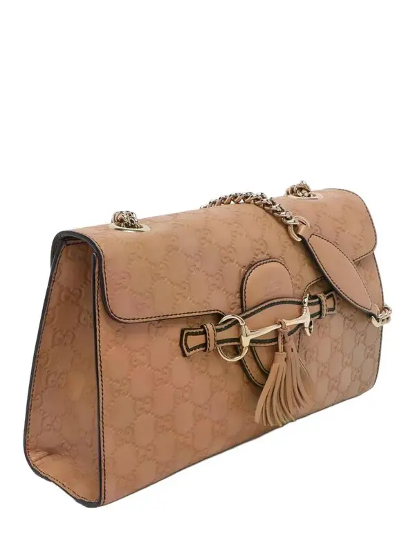 Gucci Emily Embossed Leather Shoulder Bag - Neutrals