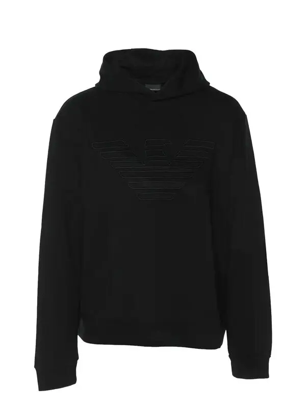 Emporio Armani Logo-embroidered Hoodie - Black