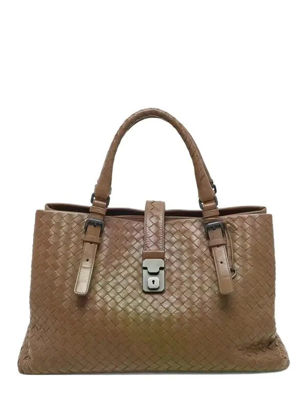 Bottega Veneta Roma Woven Leather Tote Bag - Brown
