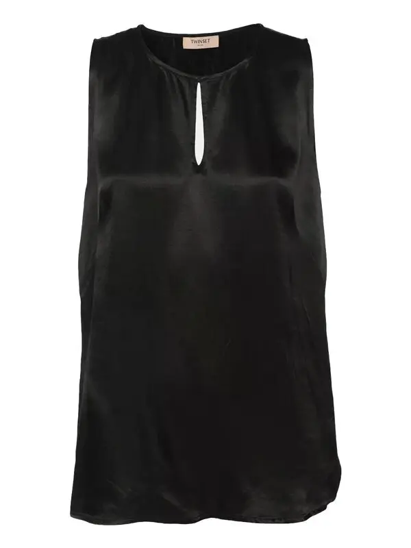 Tory Burch Keyhole Satin Tank Top - Black