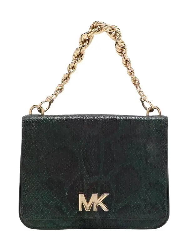 Michael Kors Python-embossed Chain-link Shoulder Bag - Green