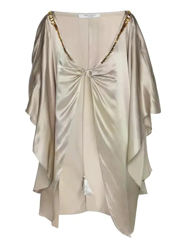 Marina Rinaldi Satin Embellishment Poncho - Neutrals