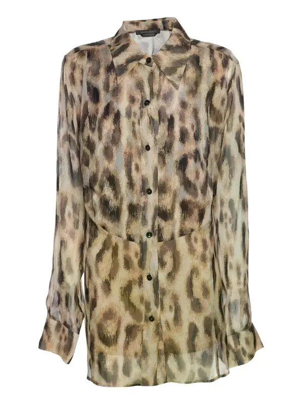Marina Rinaldi Leopard-pattern Long Sleeve Shirt - Neutrals