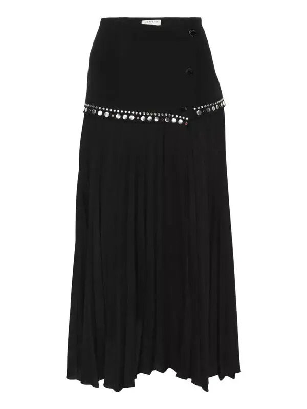 Sandro Pleated Metal-embellished Midi Skirt - Black