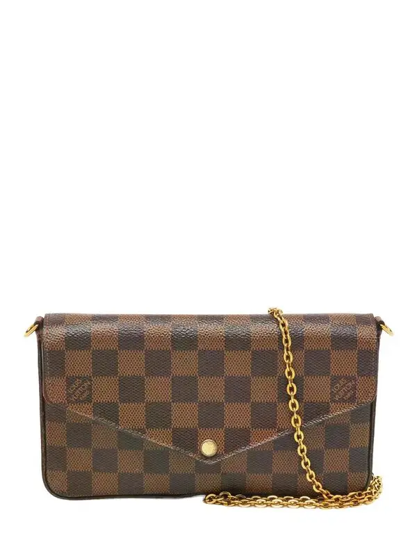 LOUIS VUITTON Damier Ebene Chain Crossbody Bag - Brown