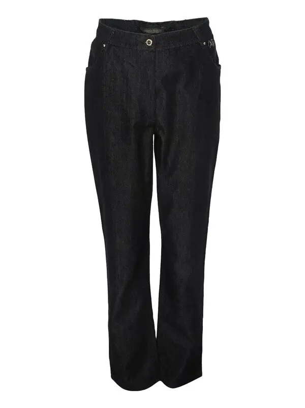 Marina Rinaldi Crystal-embellished Denim Trousers - Black