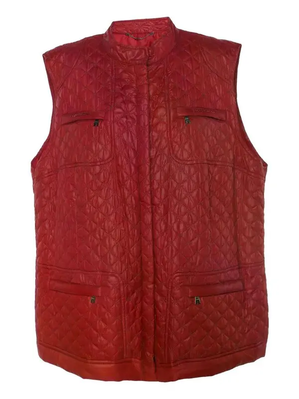 Marina Rinaldi Quilted Pocket Vest - Red