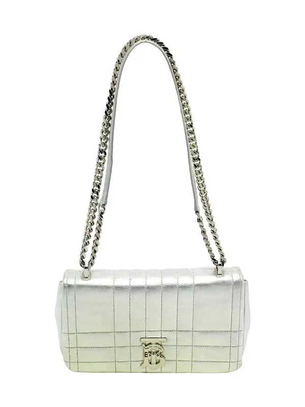 Burberry Lola Quilted-effect Leather Shoulder Bag - Silver