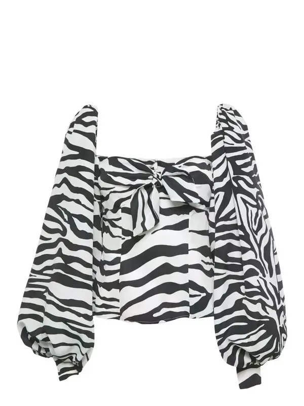 Attico Animal-print Bow-detail Blouse - White