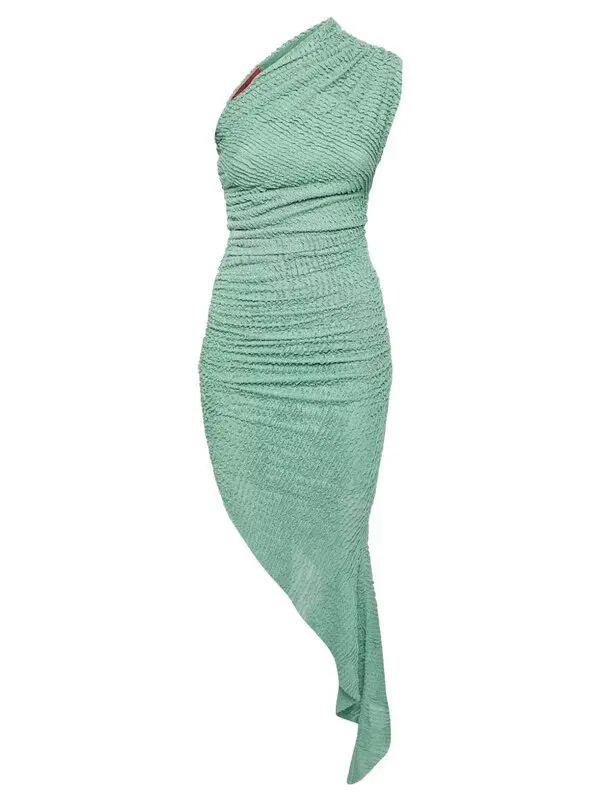 COU COO Ruched Knitted Midi Dress - Green