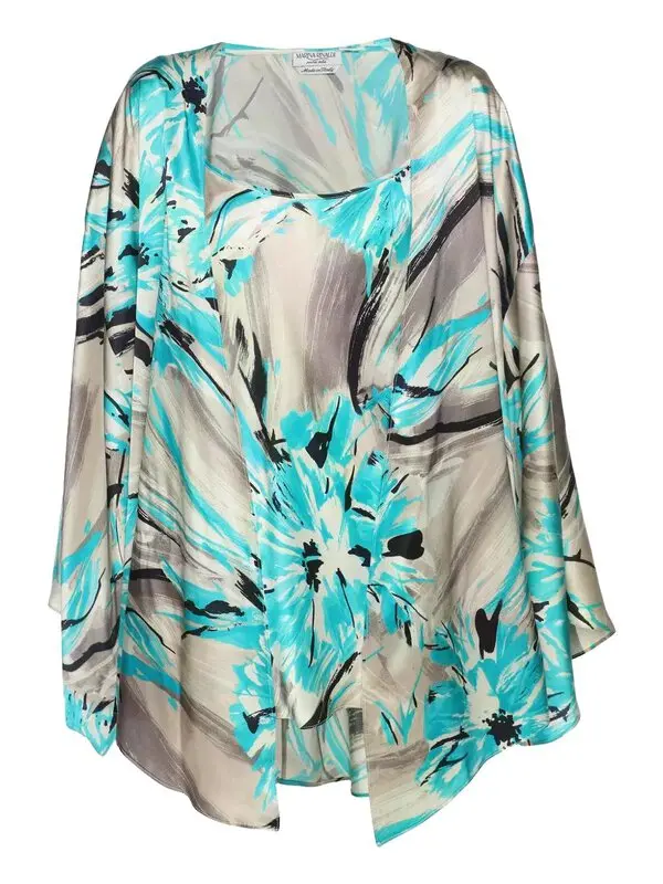 Marina Rinaldi Floral Print Satin Blouse - Neutrals