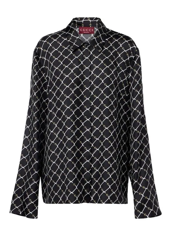 Gucci Horsebit Silk Twill Shirt - Black