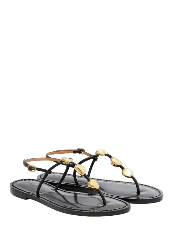 AMANU Nairobi Leather Thong Sandals - Black