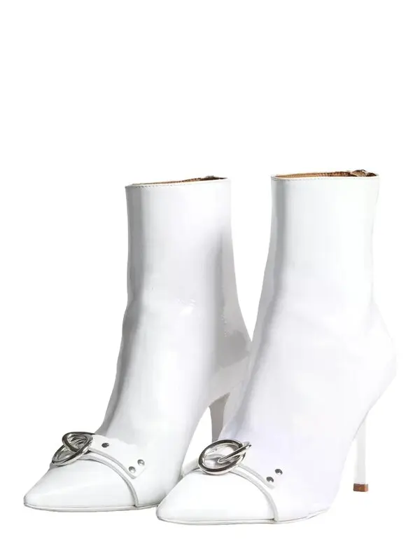 R13 Ring-detail Pointed Boots - White