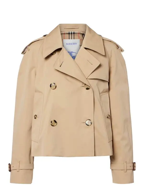 Burberry Cropped Cotton Gabardine Jacket - Beige