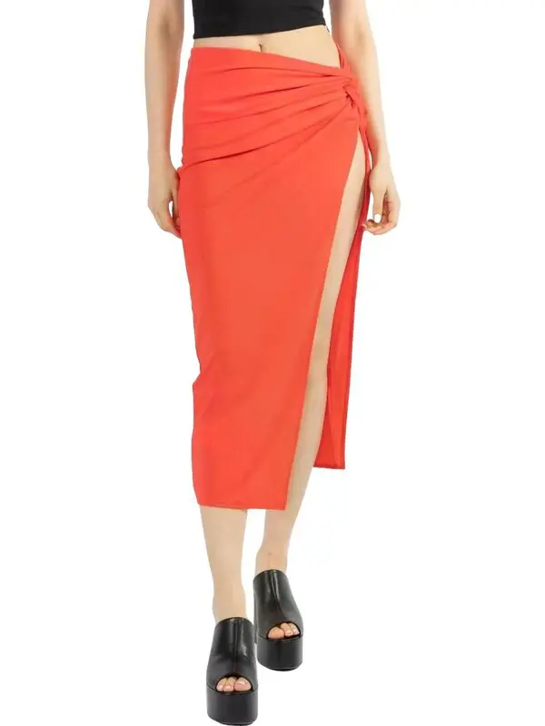 NICHOLAS Kenzie Slit Knot Skirt - Orange