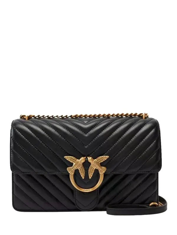 Pinko Quilted Chevron Love Bag - Black
