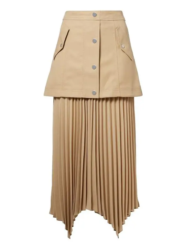 Veronica Beard Patricka Cotton Midi Skirt - Beige