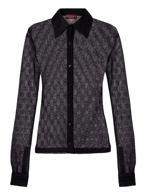 Gucci Gg Sheer Lamé Shirt - Black