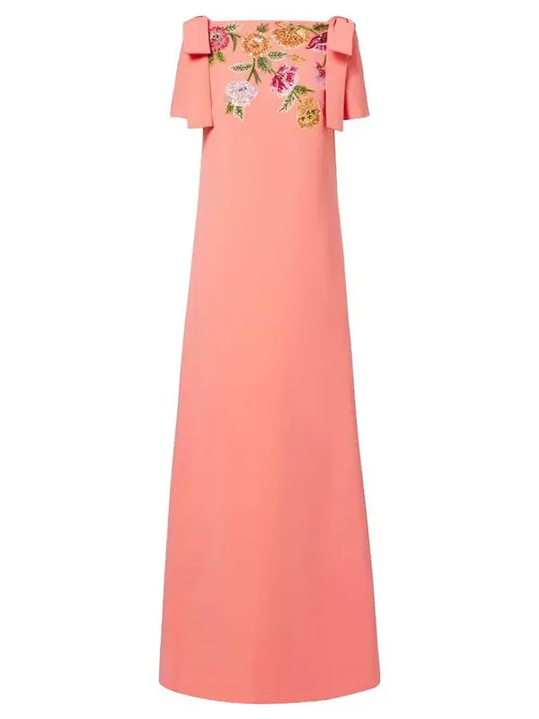 Carolina Herrera Bow-detail Embellished Floral Gown - Pink