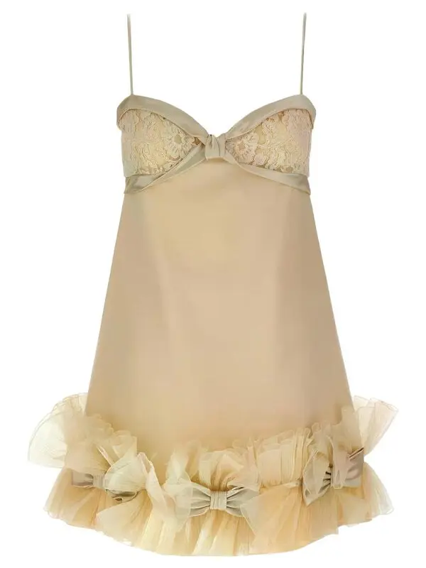 Valentino Garavani Bow-detail Sleeveless Mini Dress - Neutrals