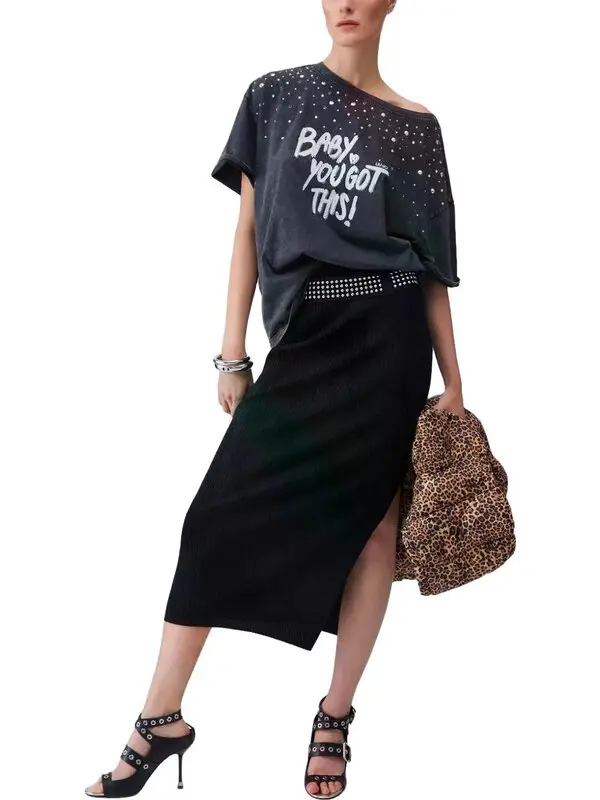 Liu Jo Studded Knitted Skirt - Black