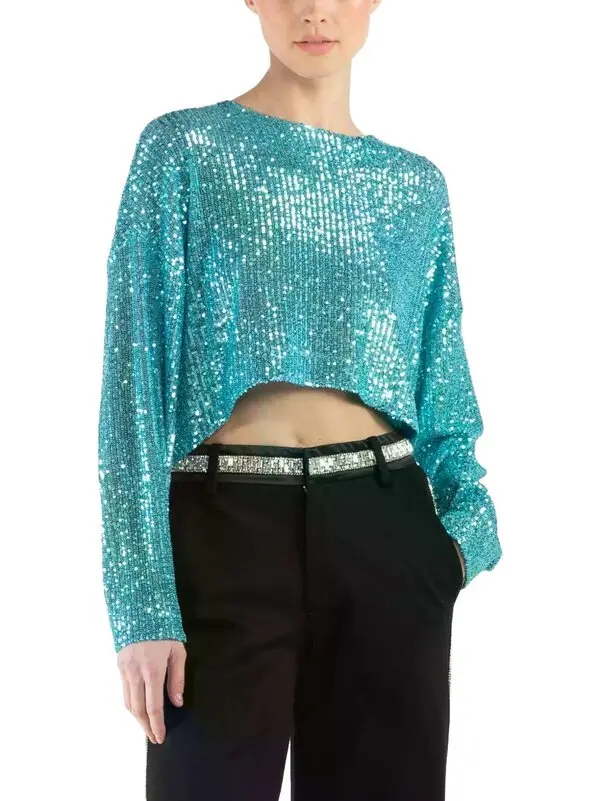 IN THE MOOD FOR LOVE Alexandra Sequin Crop Top - Blue