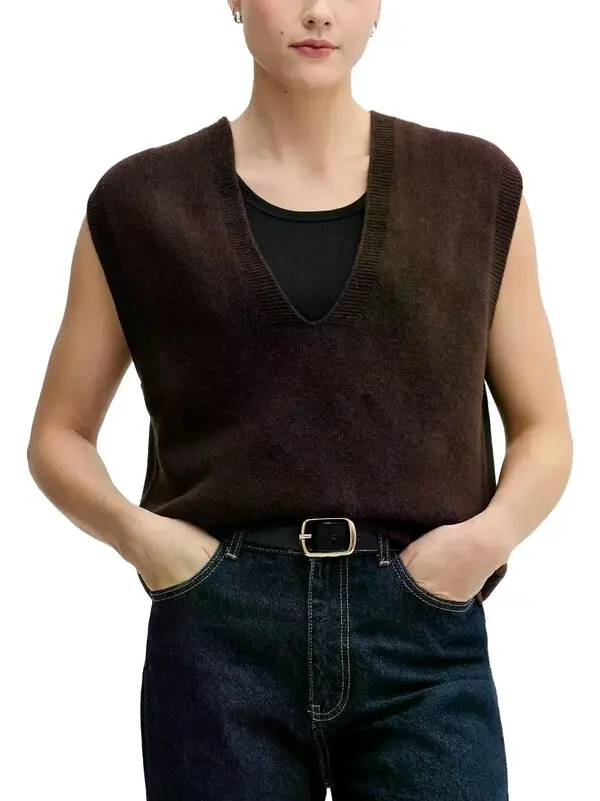 SANDRO FERRONE V-neck Vest - Brown