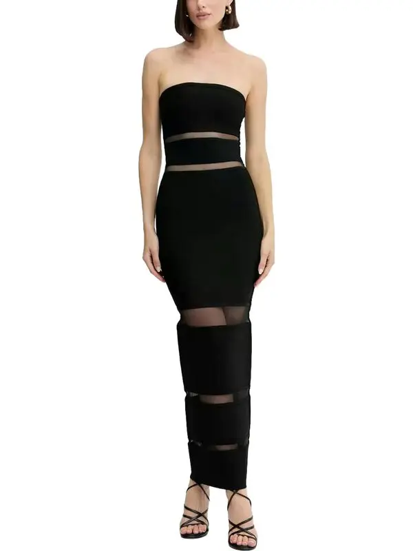 Herve Leger Vera Sheer-panel Maxi Dress - Black
