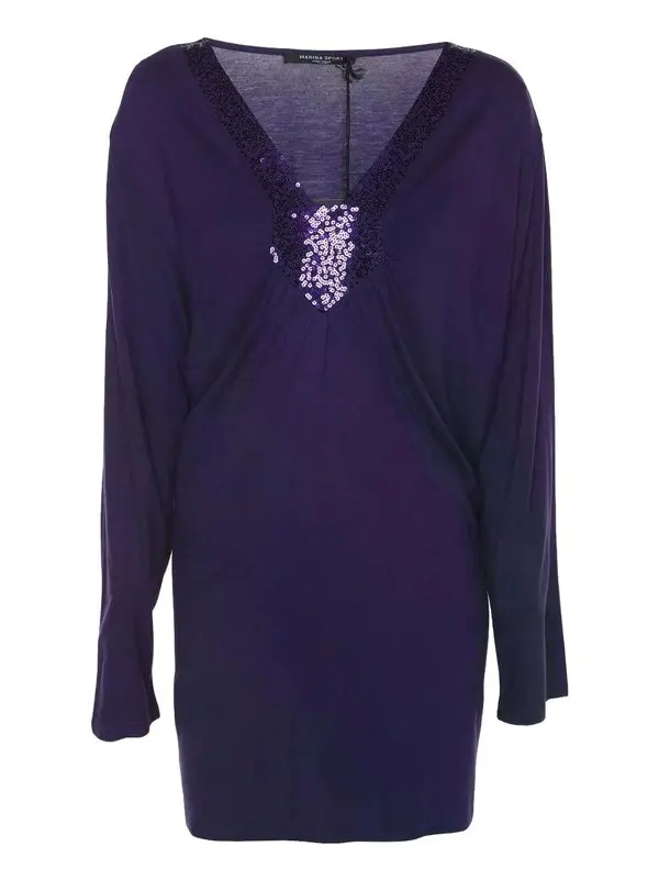 Marina Rinaldi Sequin-detailed V-neck Top - Purple