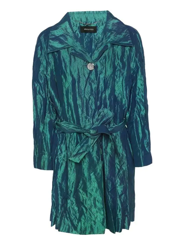 ELENA MIRO` Belted Taffeta Trench Coat - Green
