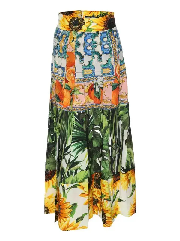 Dolce & Gabbana Printed Midi Skirt - Yellow