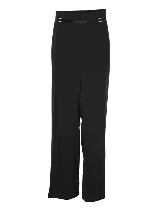 ELENA MIRO` Crepe Straight-leg Trousers - Black