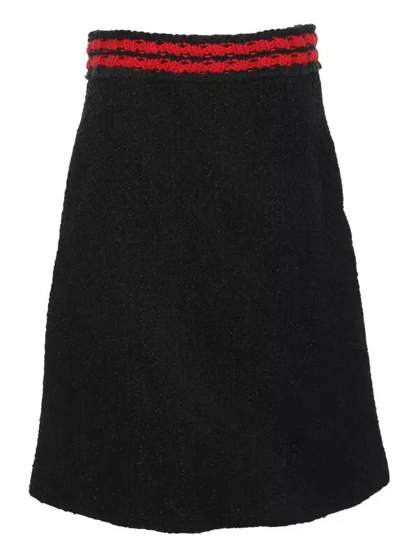 Gucci Tweed-trim Midi Skirt - Black
