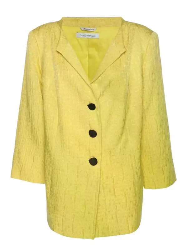 Marina Rinaldi Jacquard Button Blazer - Yellow