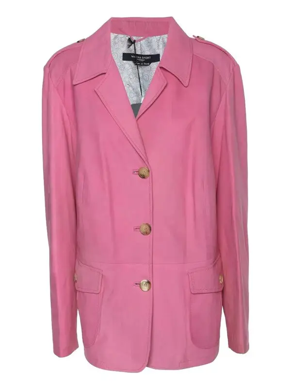 Marina Rinaldi Single-breasted Leather Jacket - Pink